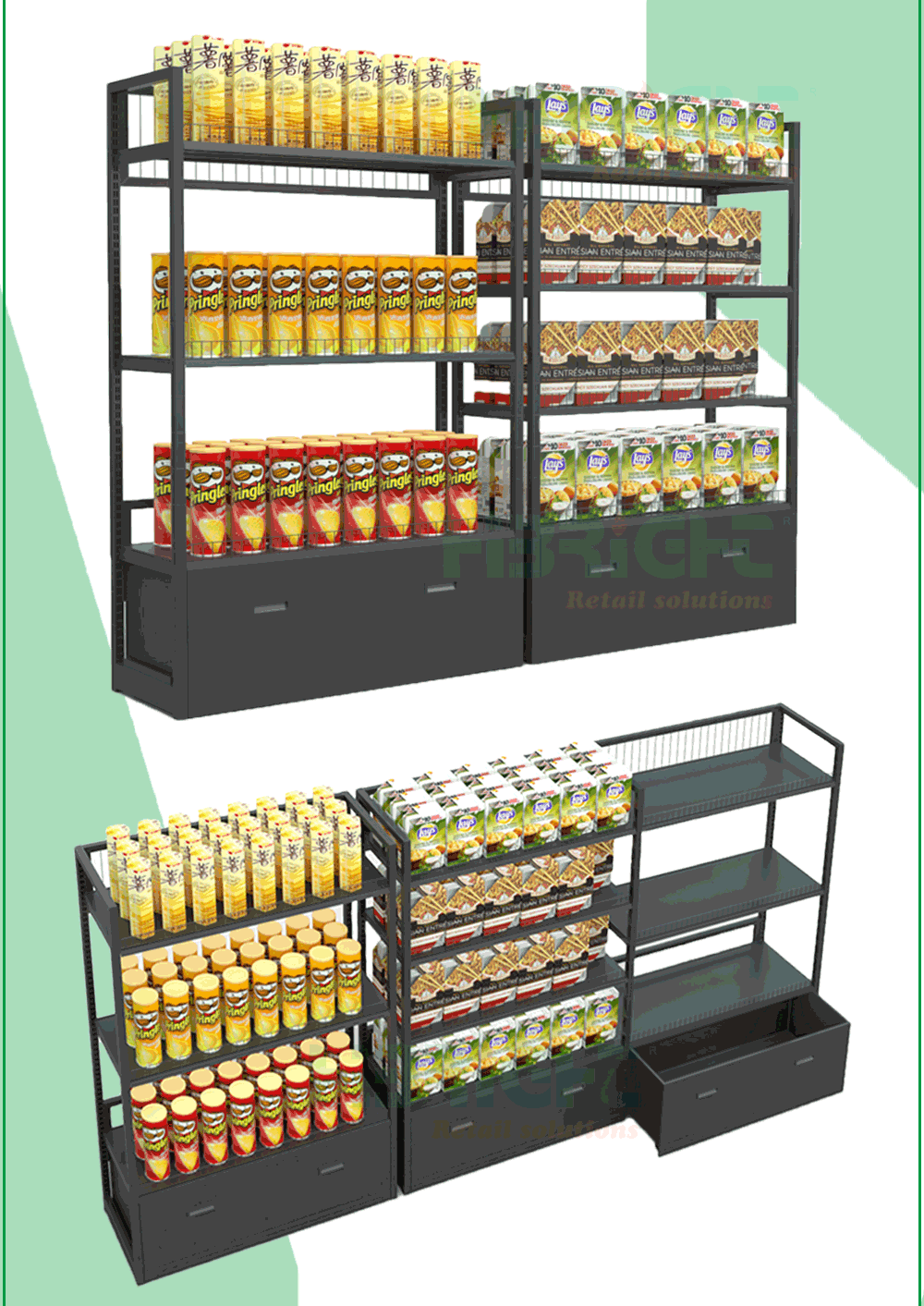 Convenience Store Display Shelf for Glass Along The Street - Highbright
