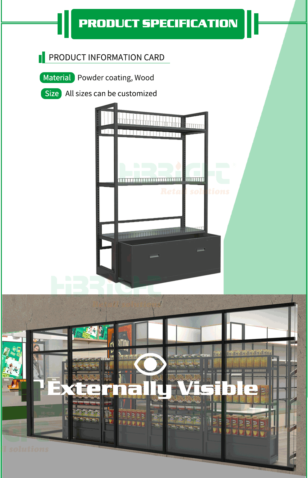 Convenience Store Display Shelf for Glass Along The Street - Highbright