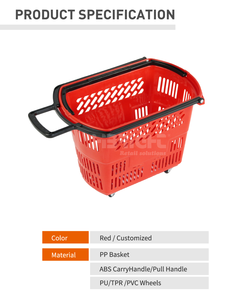 4 Castors Rolling Shopping Basket - Highbright