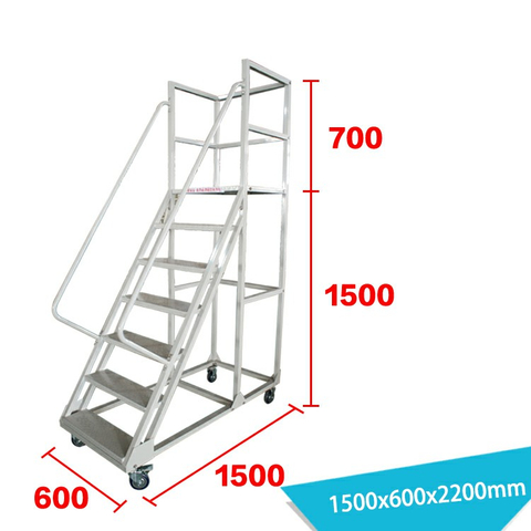 Warehouse Rolling Ladder | Rolling Platform Ladders - Highbright Retail ...