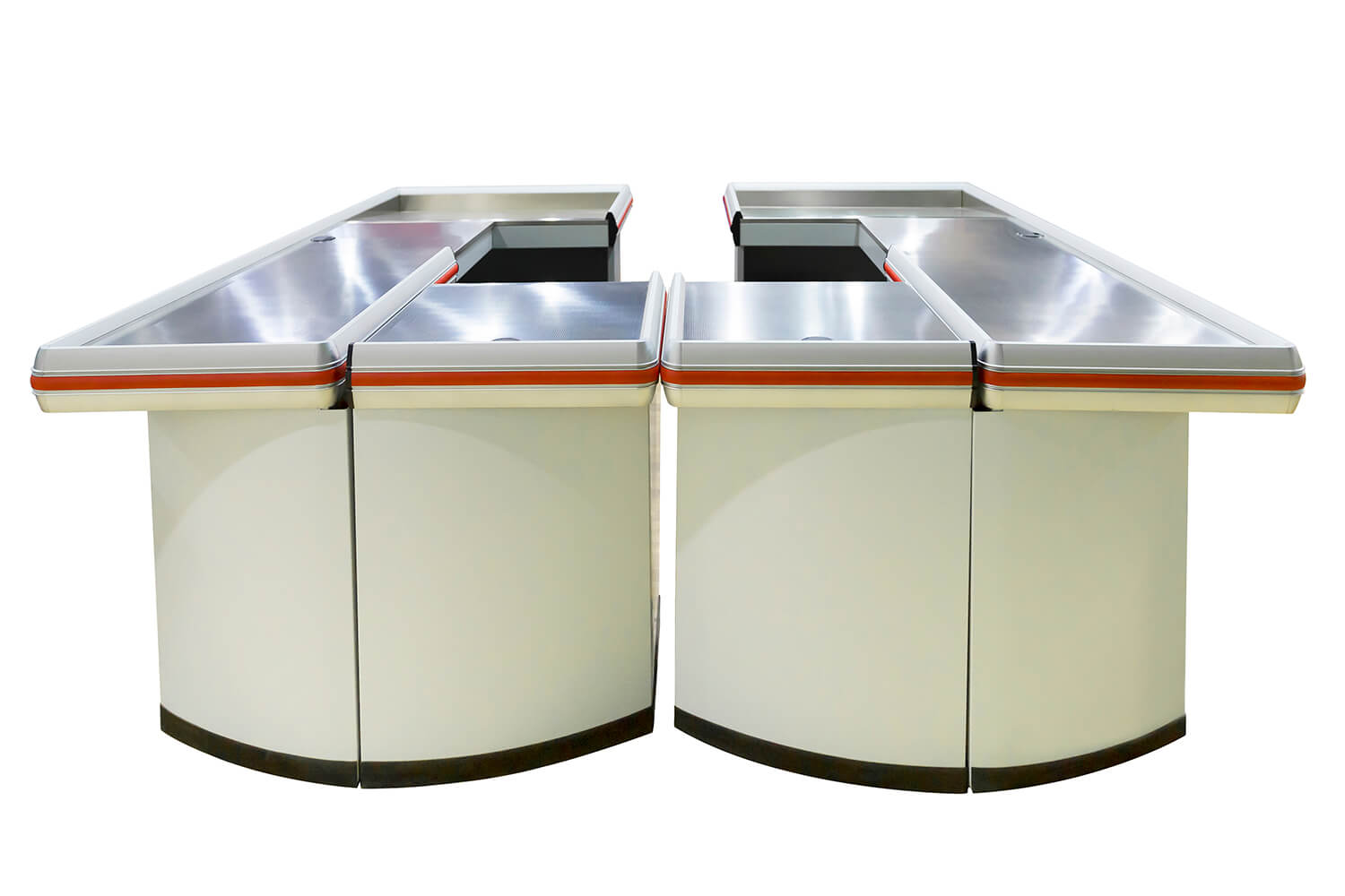 White Supermarket Cashier Counter with Red Bumper - Buy White ...