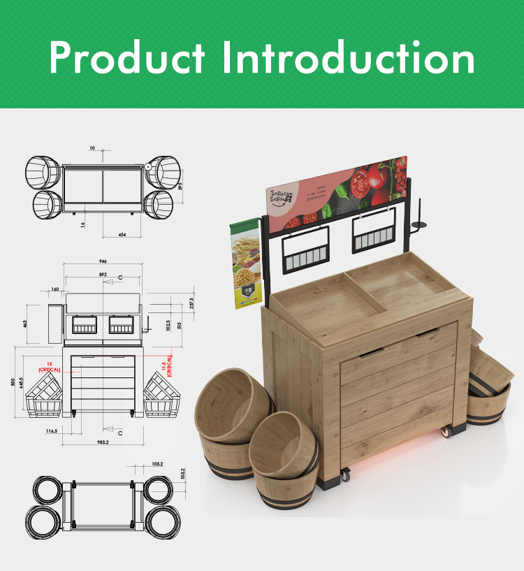 Wood Produce Display Stand