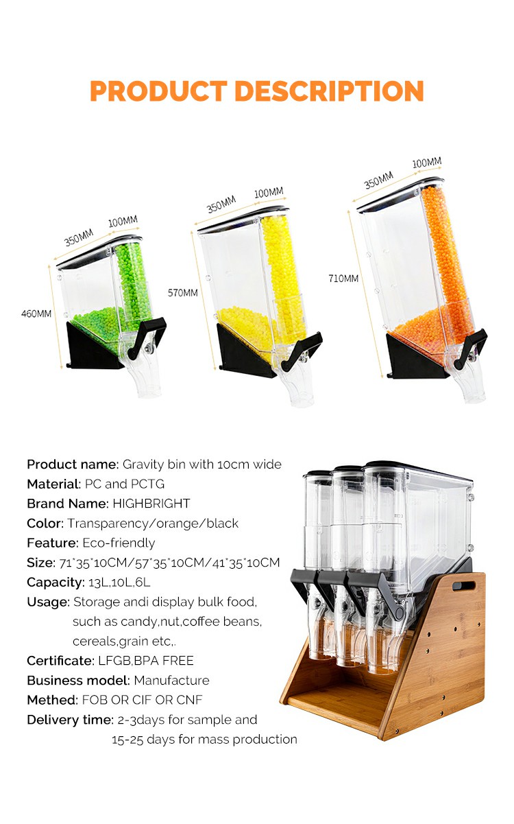 Commerical Bulk Dry Food Gravity Bin Dispenser