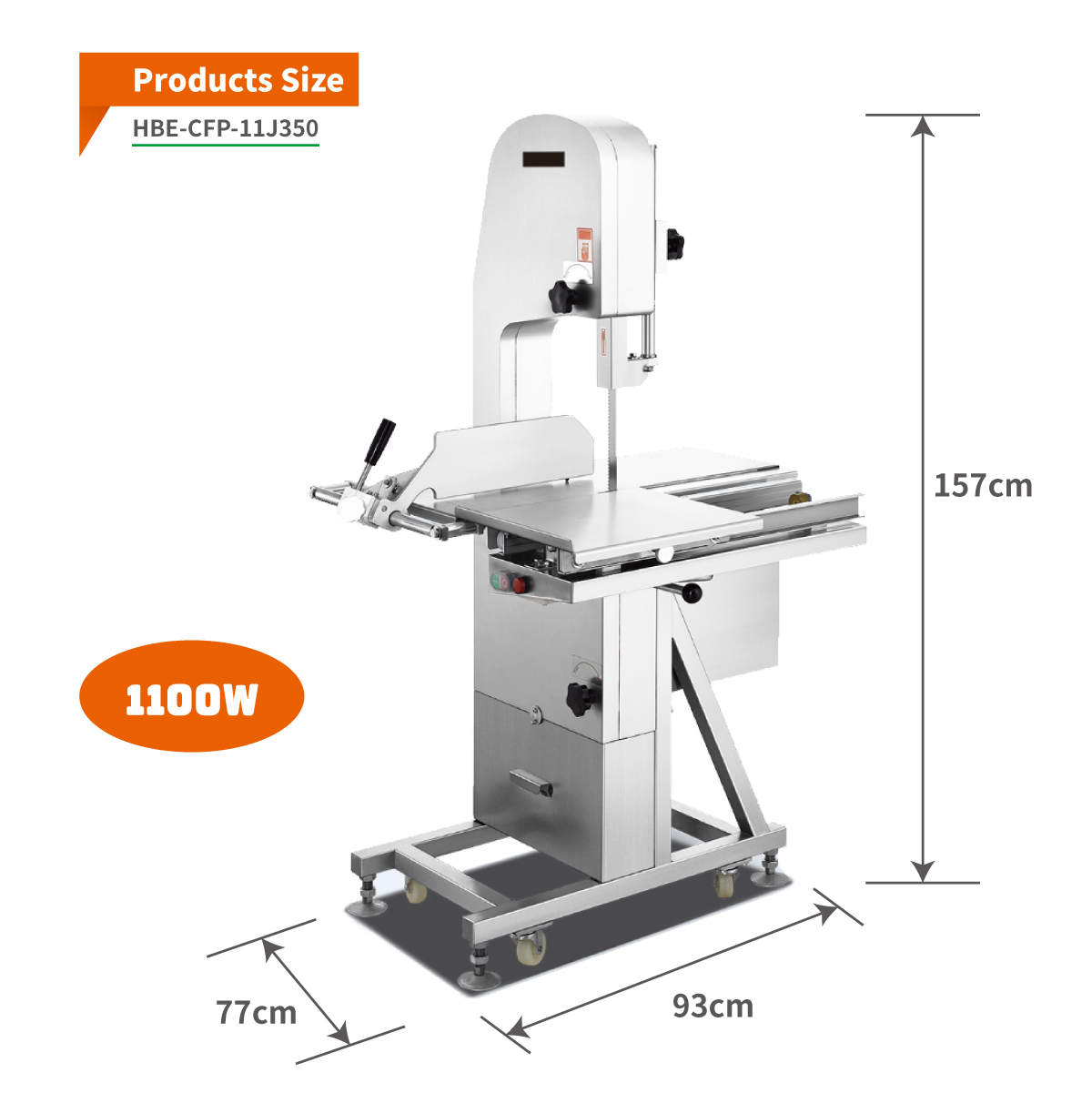 1100w Floor Model Electric Butcher Meat Cutting Bone Saw Machine for Sale